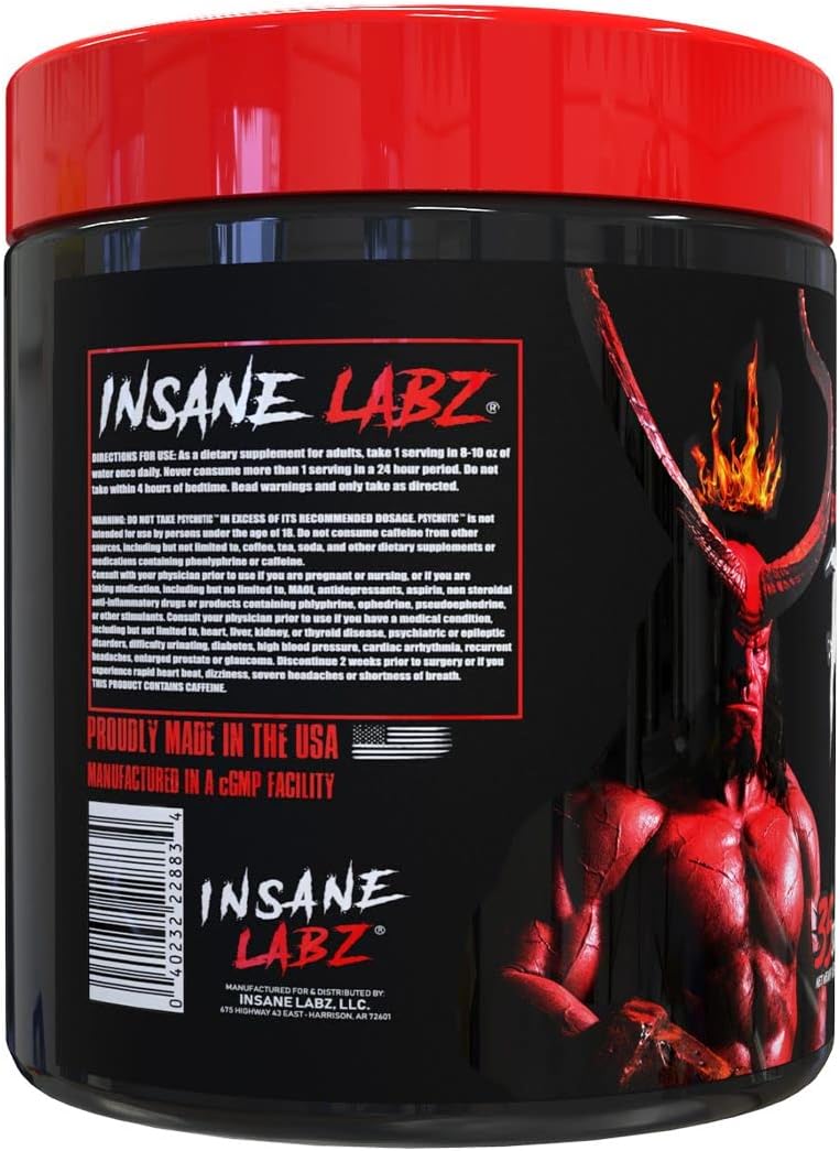 Insane Labz Psychotic Hellboy 35 Servings Pre Energy NO Booster, Fruit ...