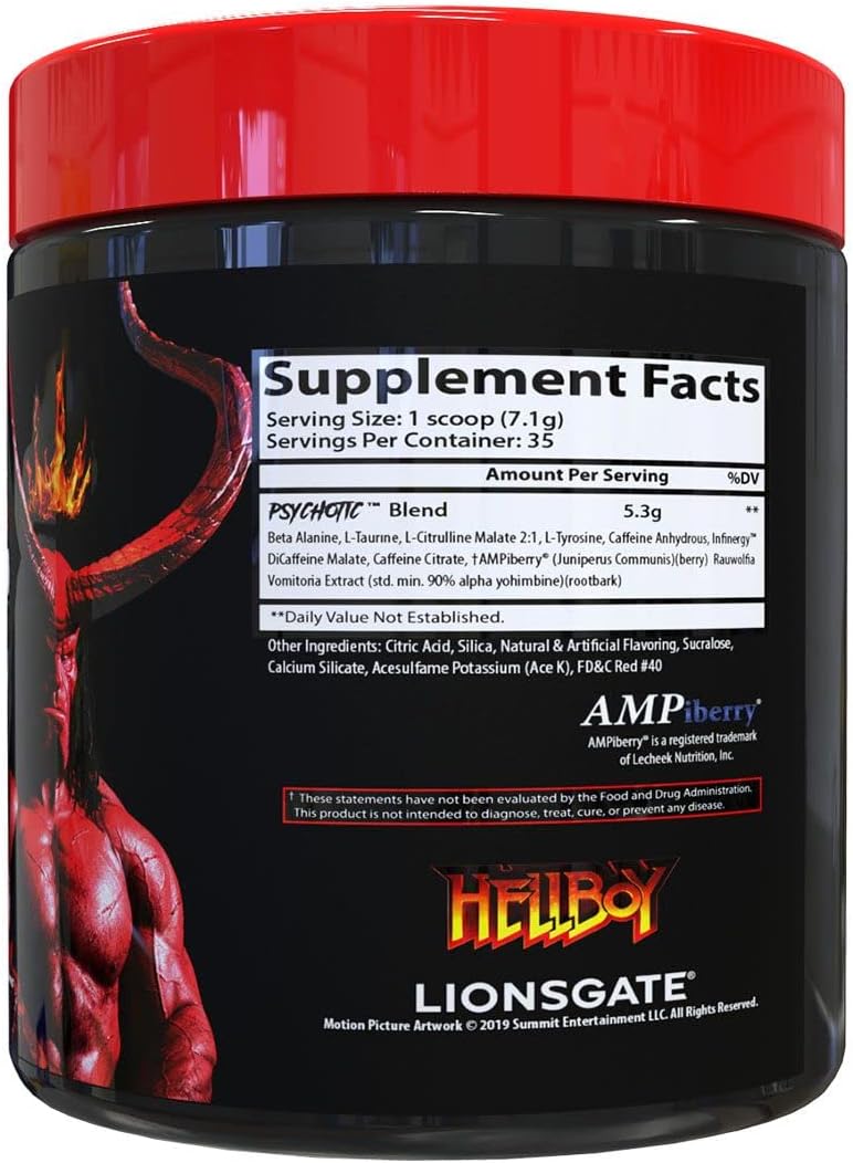 Insane Labz Psychotic Hellboy 35 Servings Pre Energy NO Booster, Fruit ...