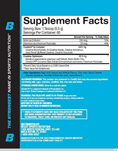 Beast Sports Creature Creatine Powder, Beast Punch, 60 Servings – Prime ...