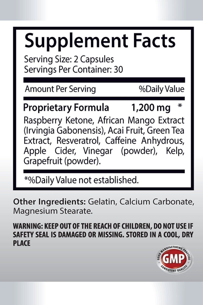 Raspberry Ketones Lean 1200 MaritzMayer Laboratories 60 Capsules Diet ...